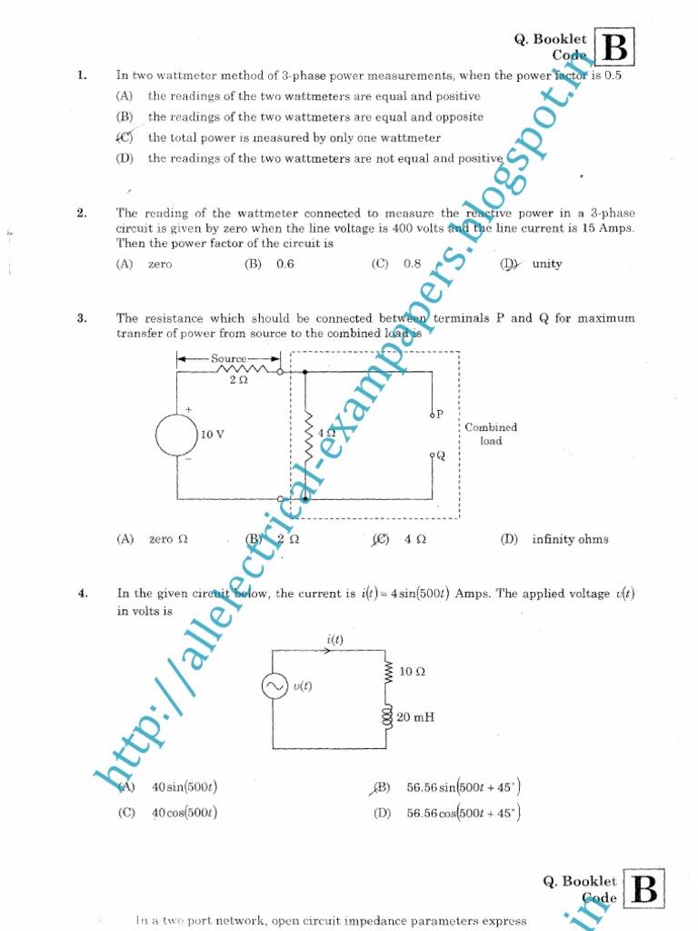 Apspdcl - 2012 A.E QP | PDF | Series And Parallel Circuits | Electrical ...