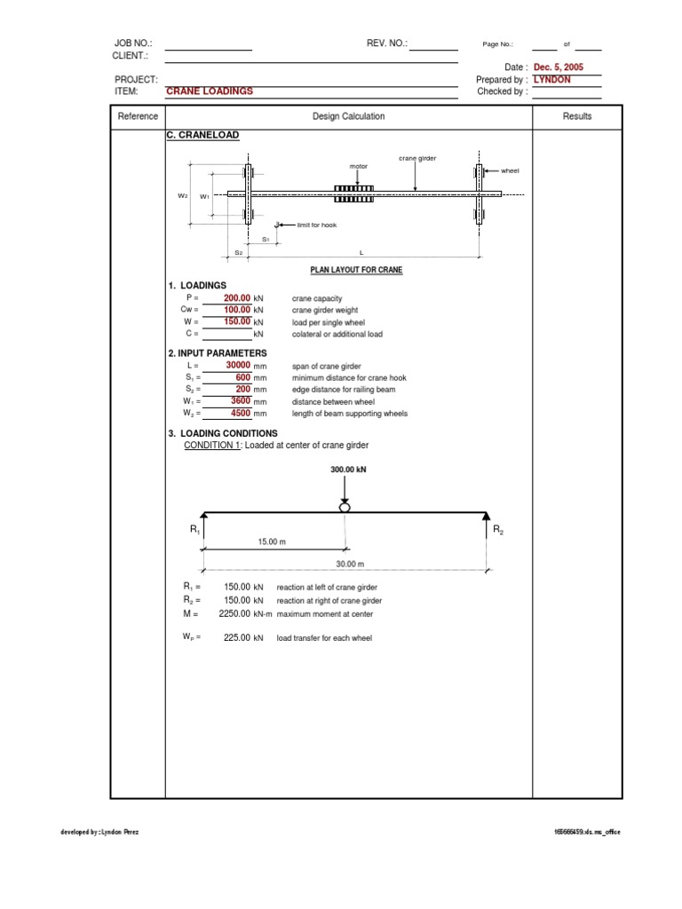 Overhead Crane Design Calculations