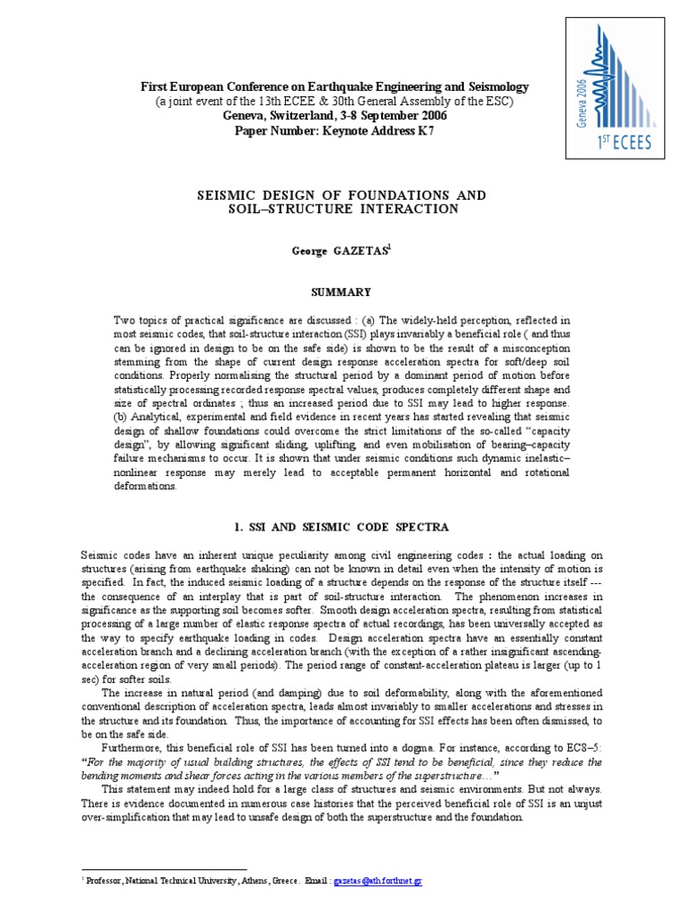 Seismic Design: Soil-Structure Interaction | PDF | Earthquakes ...