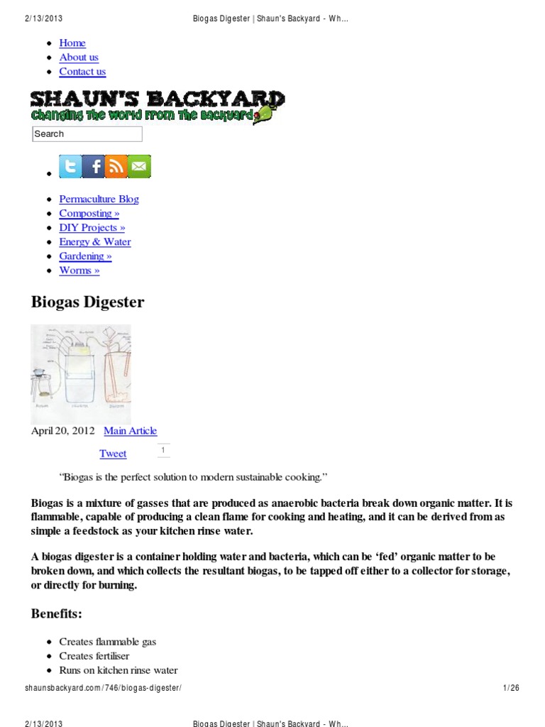 Design and Operation of a Home-Scale Biogas Digester Using Plastic ...