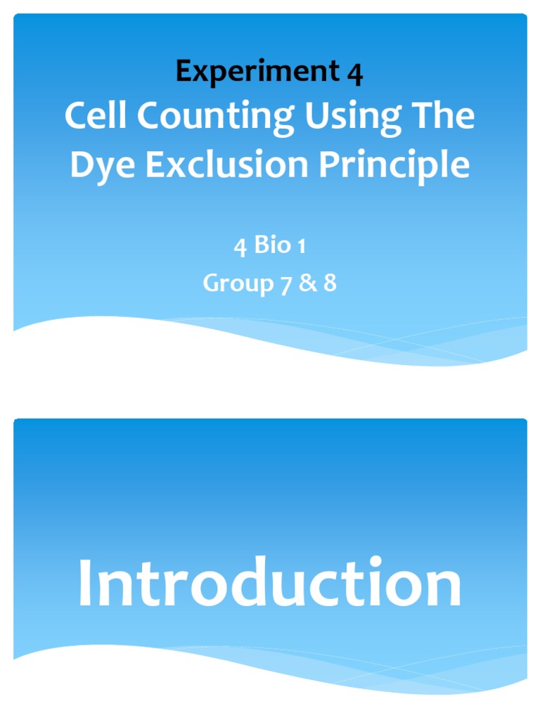 Cell Counting Using Dye Exclusion Principle | PDF | Staining | Bacteria