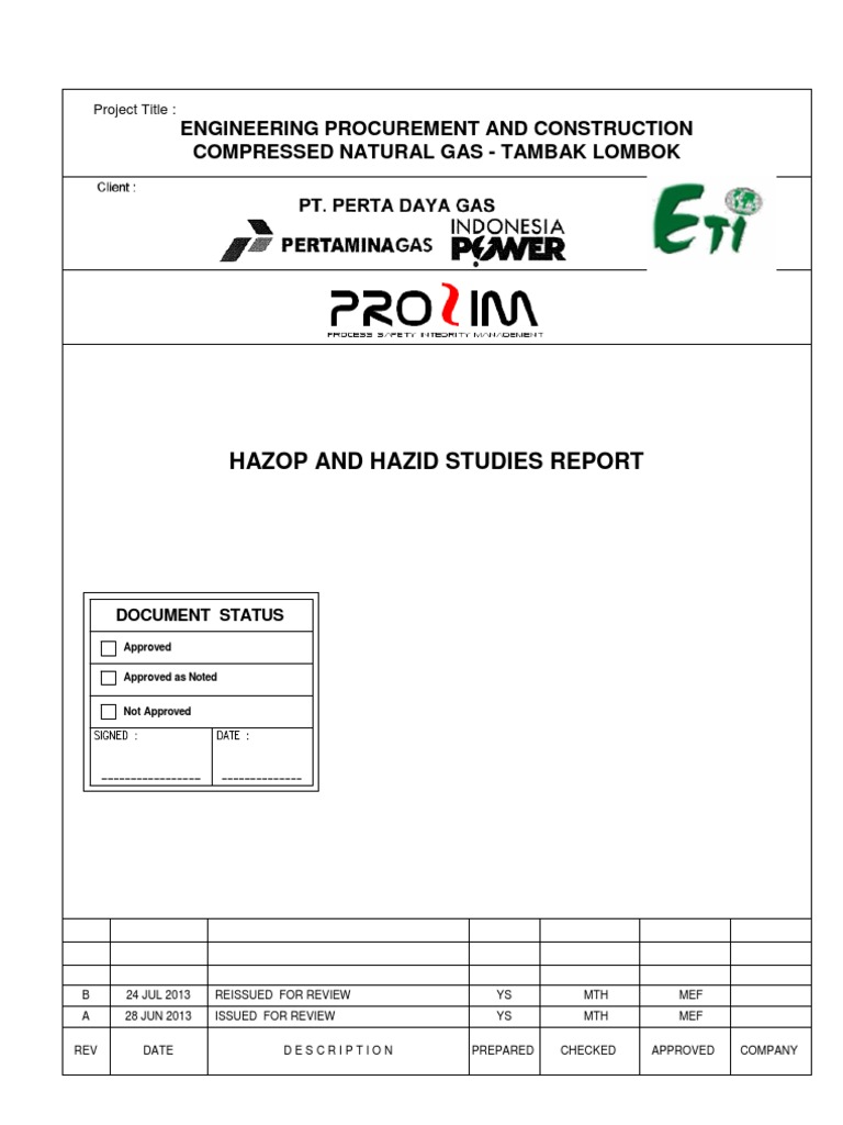 Hazop & Hazid Report - CNG Gas Plant - Tambak Lorok Rev B | Download ...