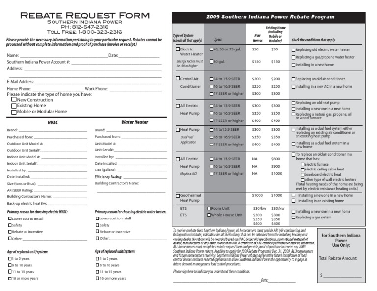 Southern Indiana Power Rebate Guide | PDF | Electric Heating | Hvac