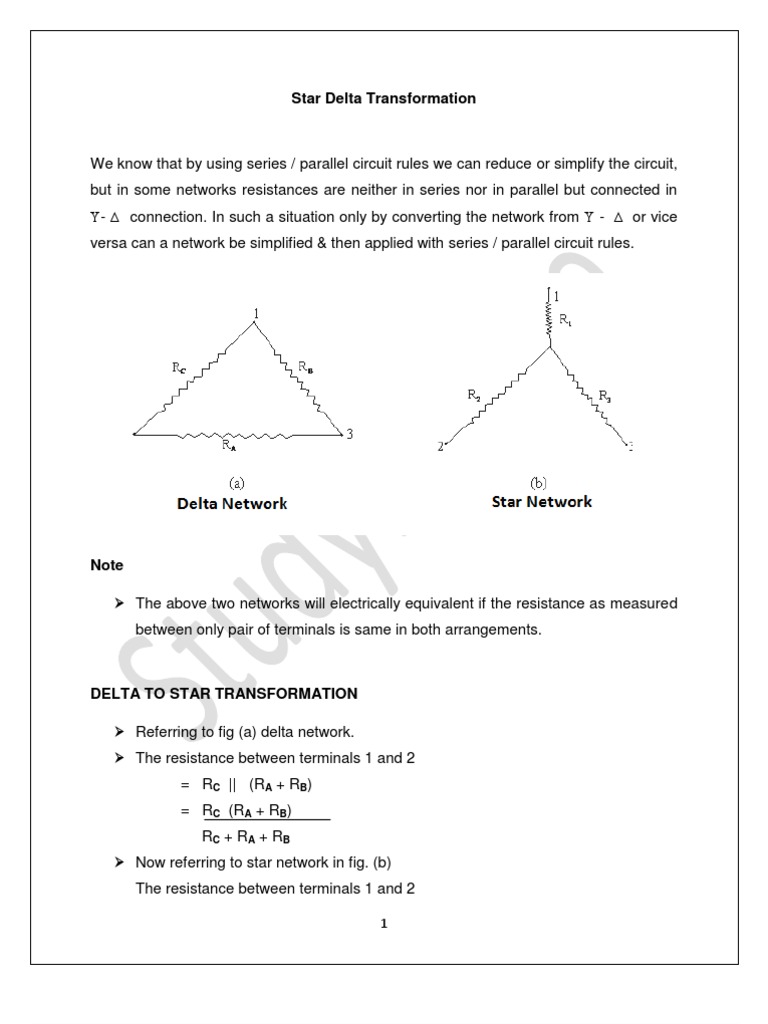 Star Delta Transformation.V1 | PDF | Series And Parallel Circuits ...