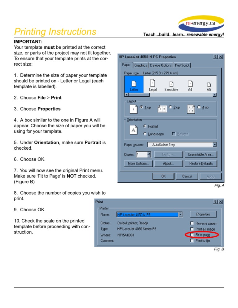 Printing Instructions for Templates | PDF
