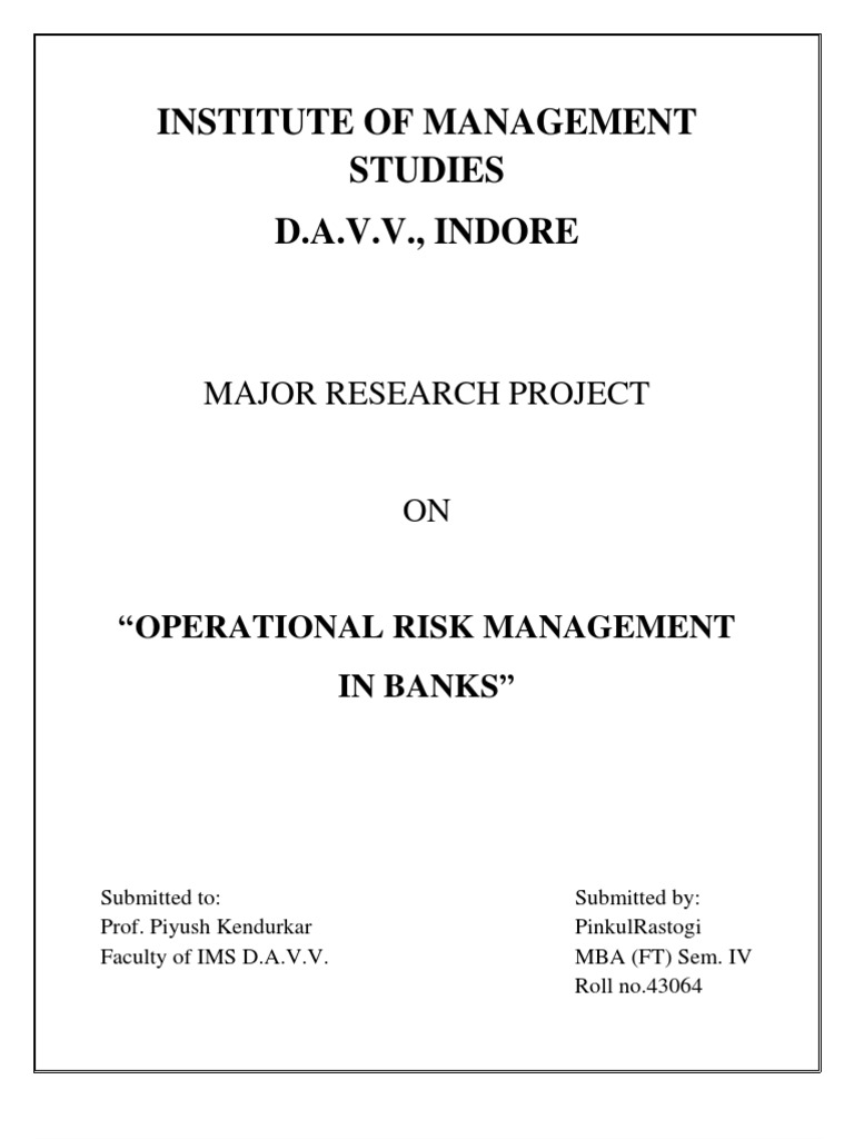 Operational Risk Management in Banks" | PDF | Operational Risk | Risk ...