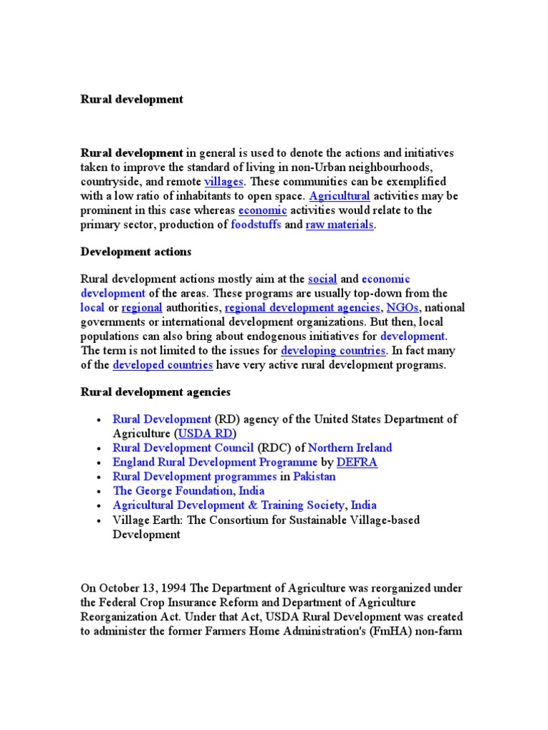 Rural Development | PDF | Business