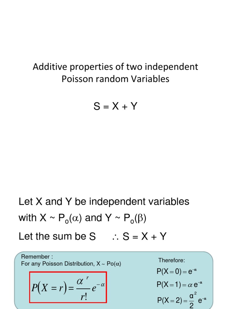 Additive Properties of Two Independent Poisson Random Variables | Download Free PDF | Poisson ...