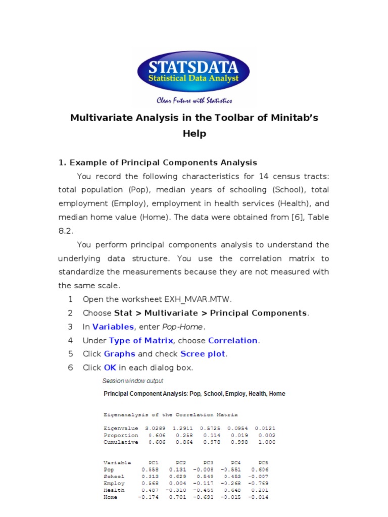 Multivariate Analysis in The Toolbar of Minitab's Help | PDF | Factor ...