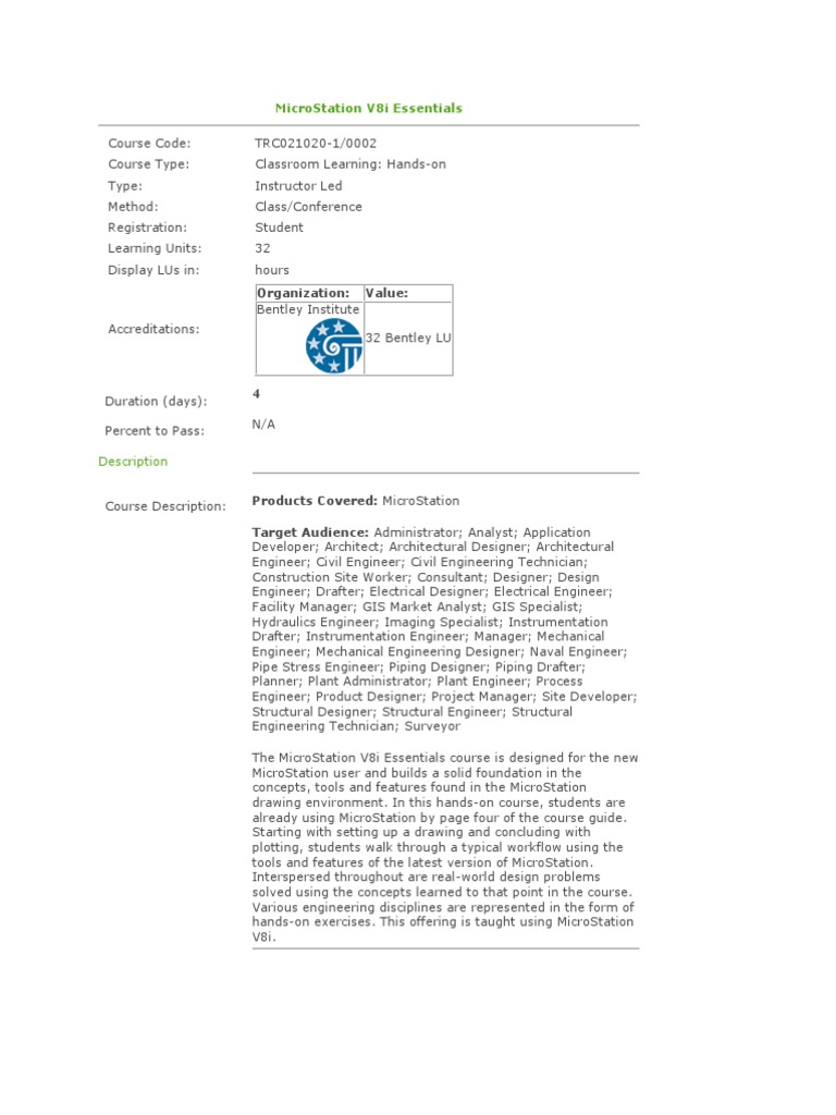 MicroStation V8i Essentials | PDF | Engineer | Engineering