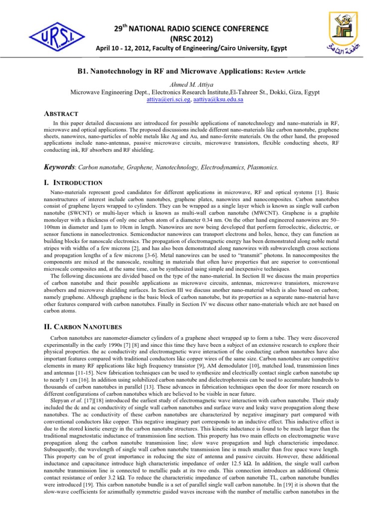 Nanotechnology in RF and Microwave Applications | PDF | Graphene | Plasmon