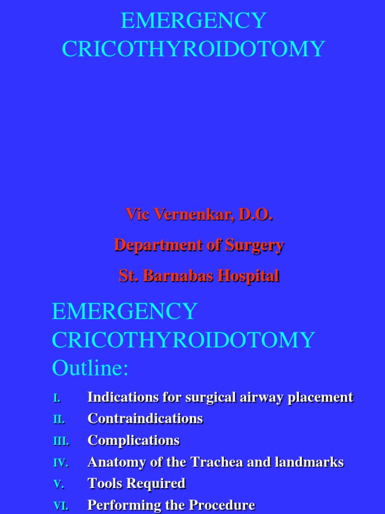 Cricothyroidotomy 1 | PDF | Human Anatomy | Clinical Medicine