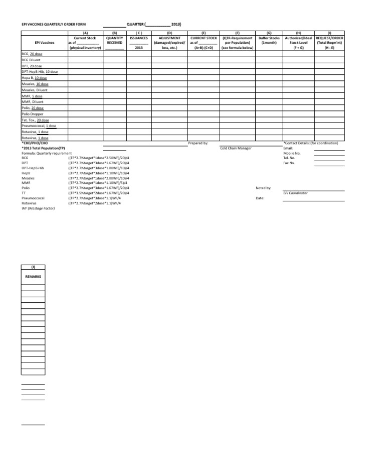 EPI Order Form | PDF