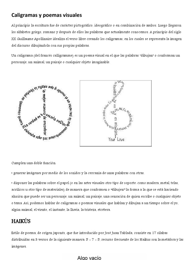 Caligramas y Poemas Visuales | PDF | Vanguardia | Cubismo