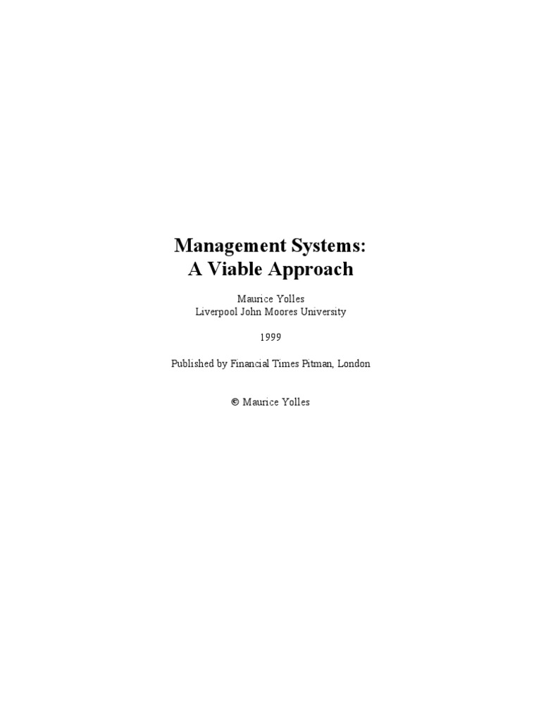 Management Systems: A Viable Approach | PDF | System | World View