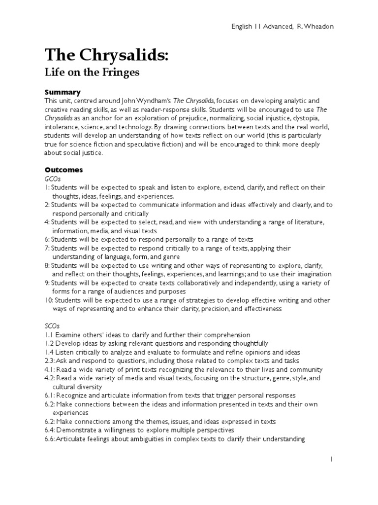 Exploring Themes in The Chrysalids | PDF | Reading Comprehension ...