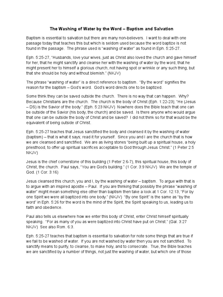 The Washing of Water by The Word | PDF | Sanctification | Baptism