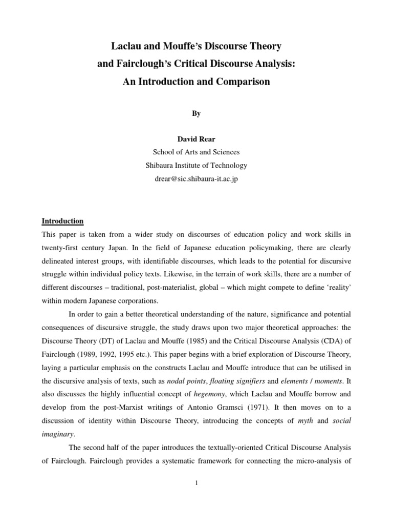 Discourse Theory and Critical Discourse Analysis PDF | PDF | Discourse ...