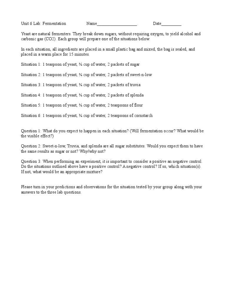 Yeast Fermentation Lab