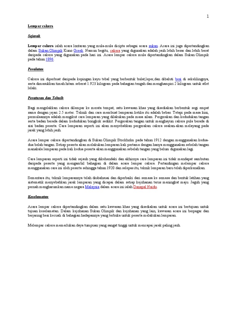Lempar Cakera | PDF