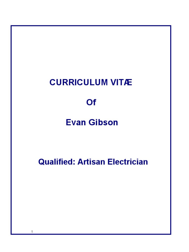 Evan CV | Download Free PDF | Electrician | Apprenticeship
