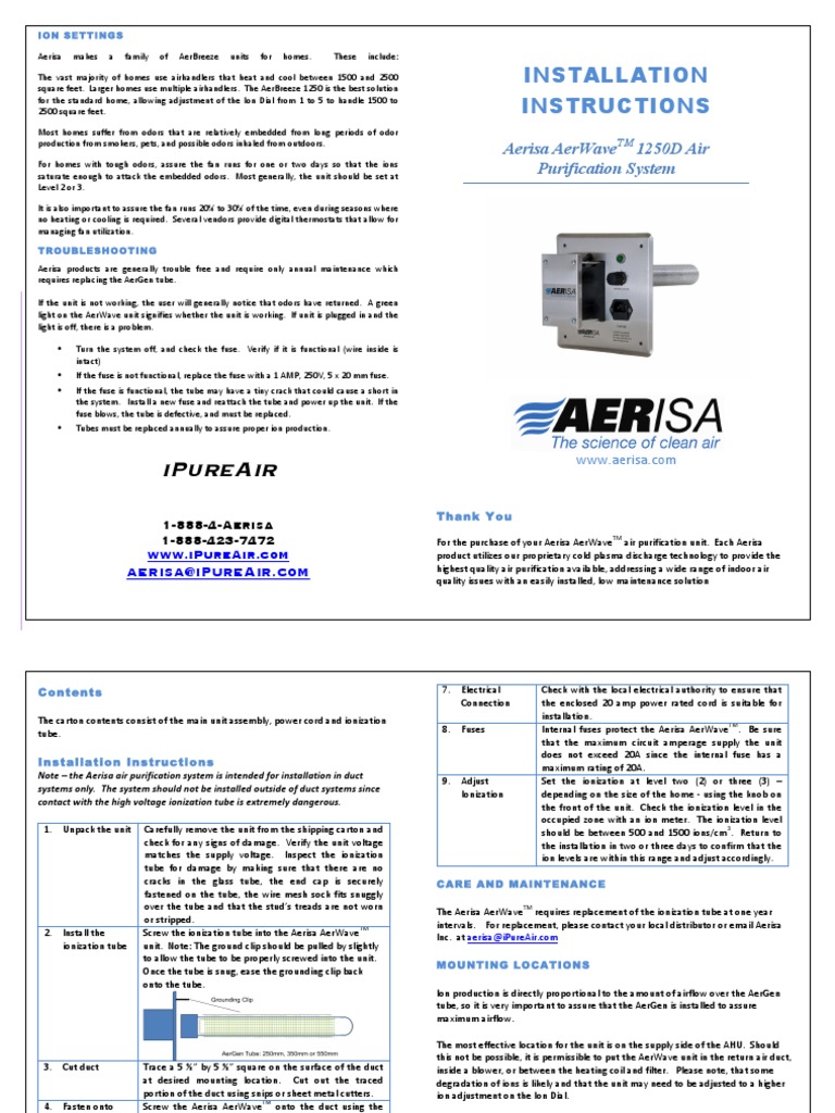 Aerisa AerWave Installation Guide | PDF | Duct (Flow) | Furnace