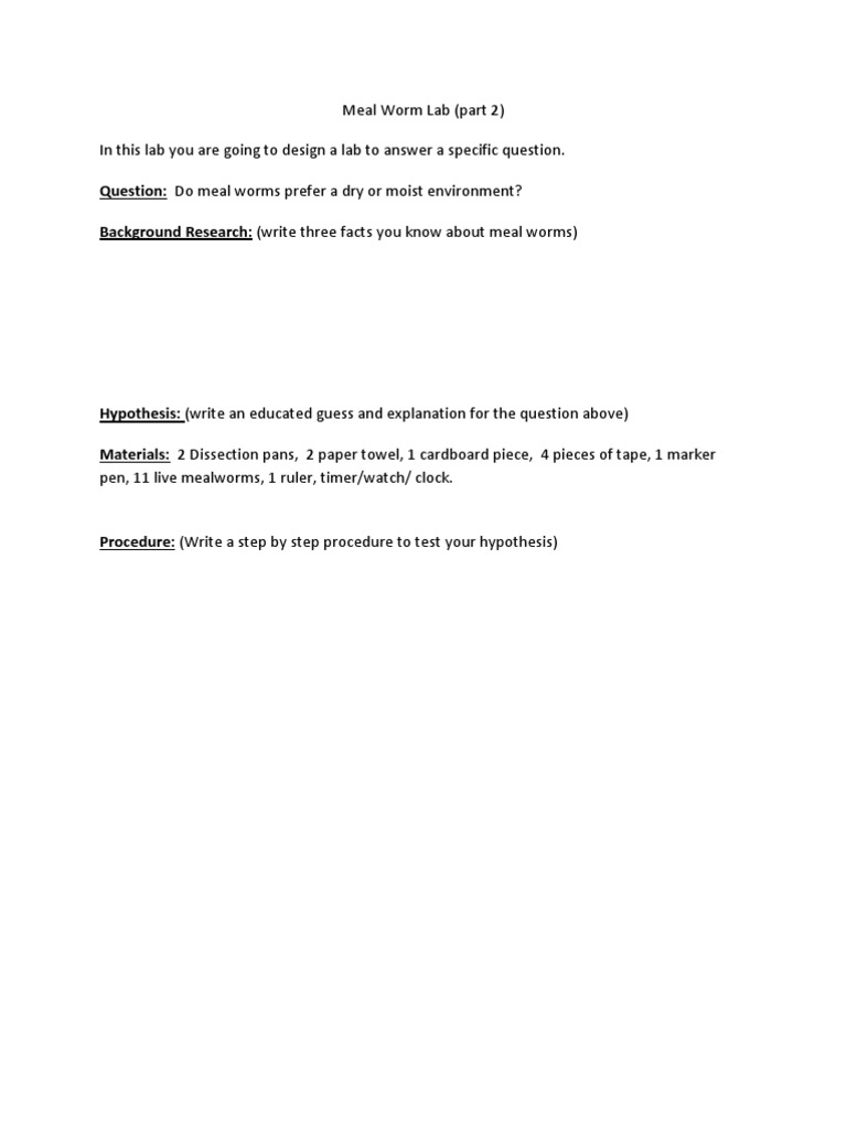 Meal Worm Lab 2 | PDF