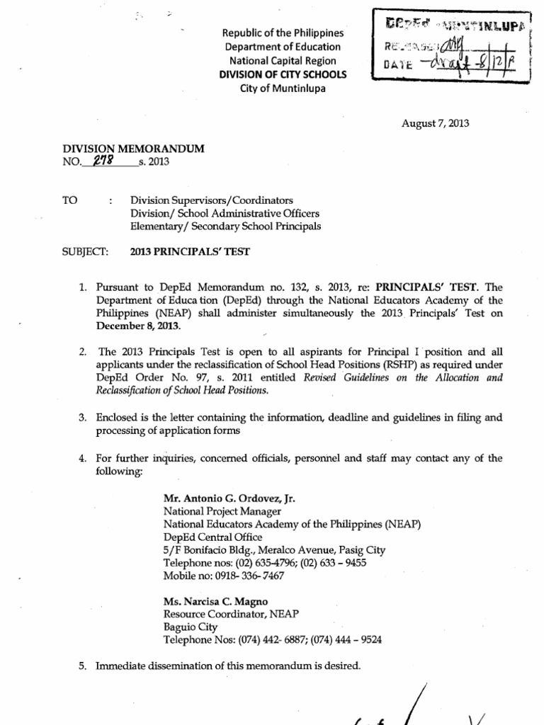 December 2013 Principals' Test | PDF | Test (Assessment) | Learning