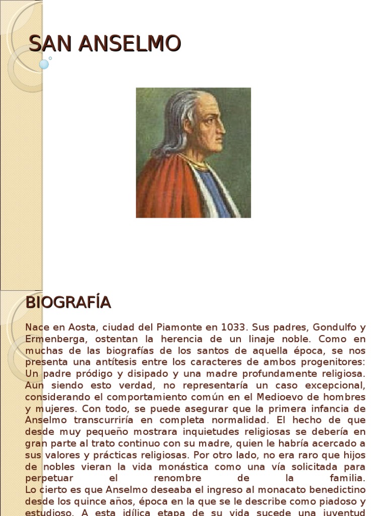 San Anselmo | PDF | Metafísica | Educación religiosa