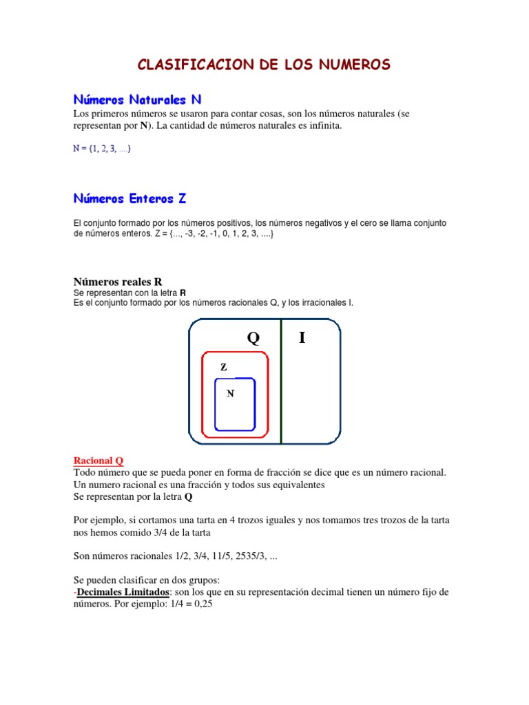 Clasificacion de Los Numeros | PDF | Número complejo | Número racional