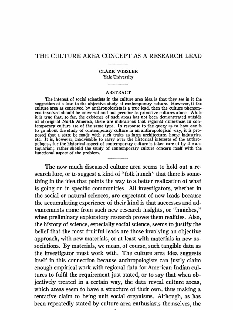 Clark Wissler-The Culture Area Concept (1928) | PDF | Anthropology ...