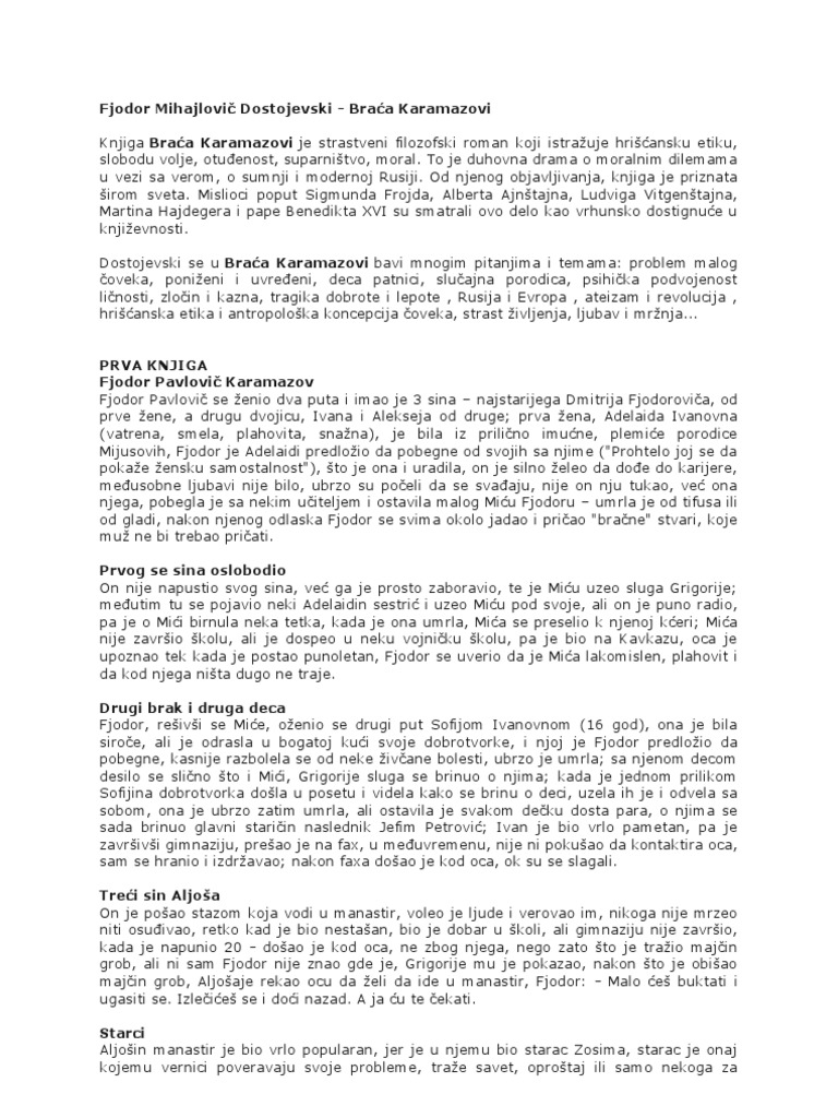 Braca Karamazovi Skraceno | PDF