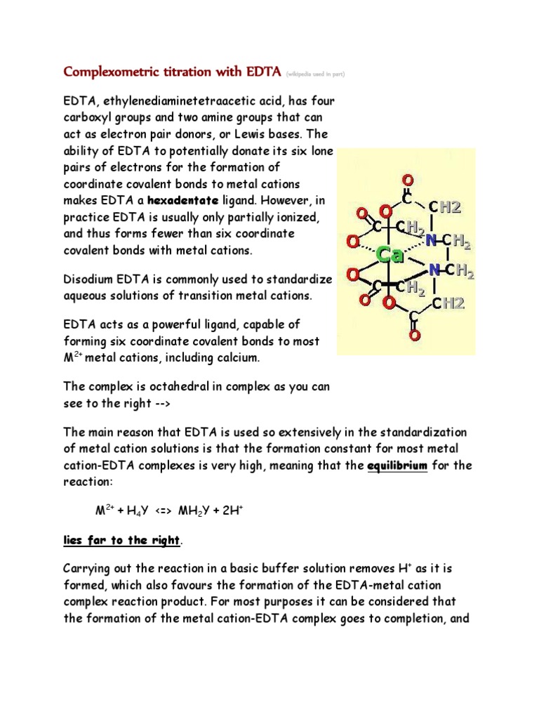 Complexometric Titration With EDTA | Chemical Substances | Chemistry