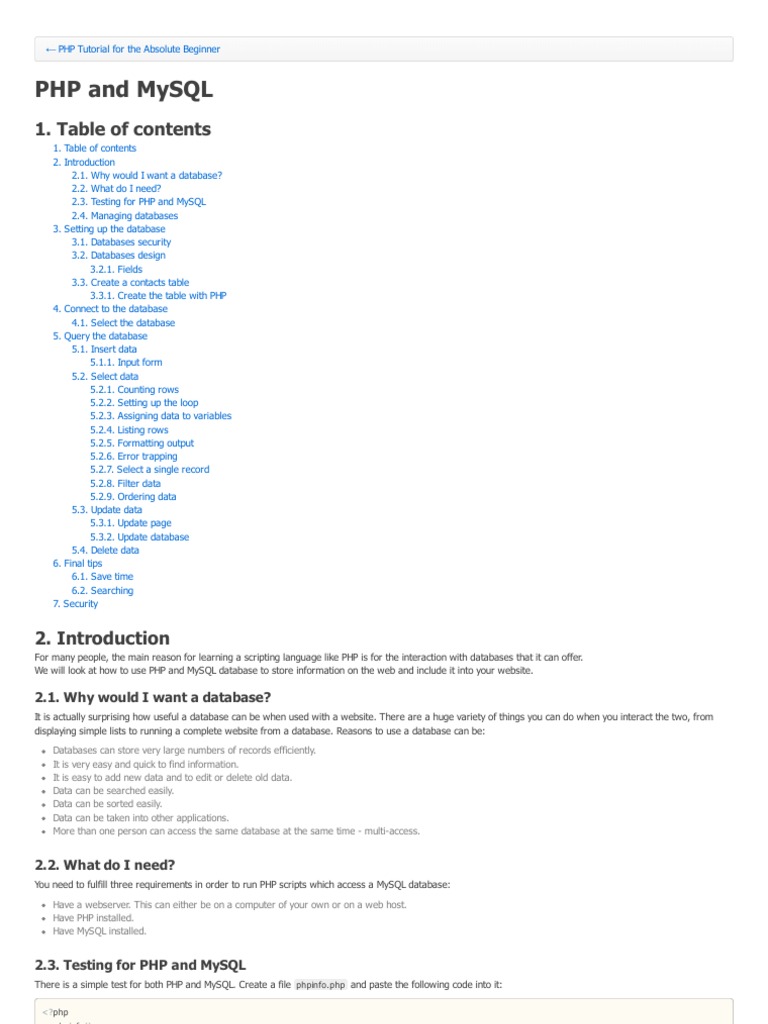 WWW PHP Tutorials Info | PDF | Databases | Php