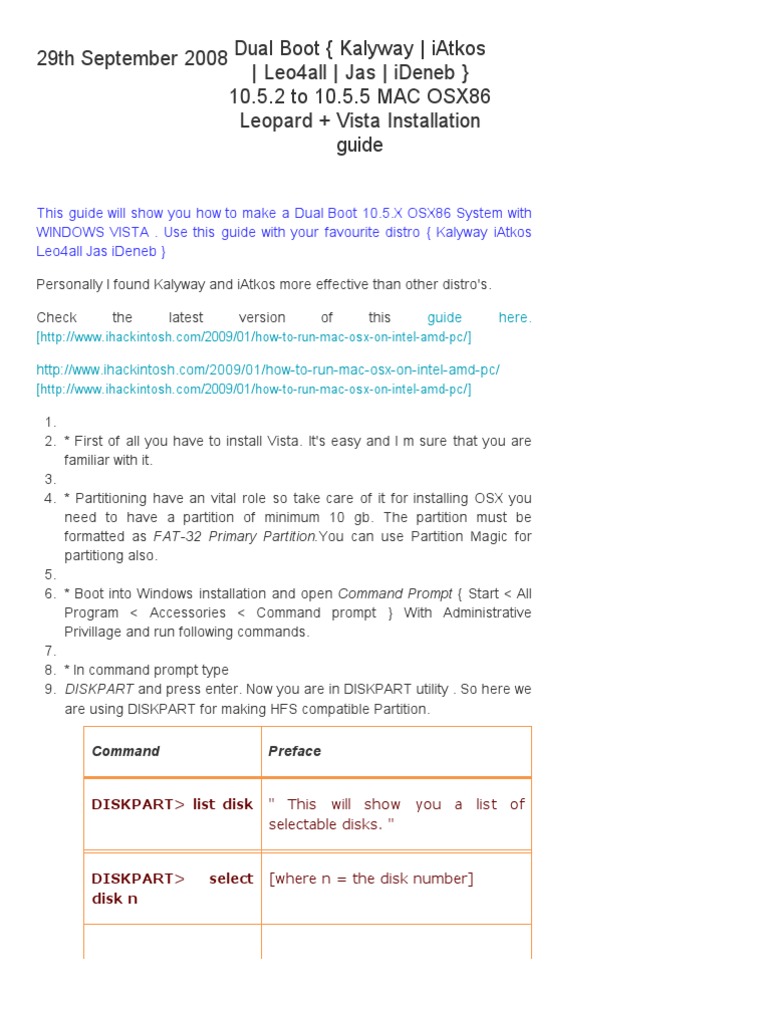 Dual Boot Mac OS X and Windows Vista Guide | PDF | Booting | Personal ...