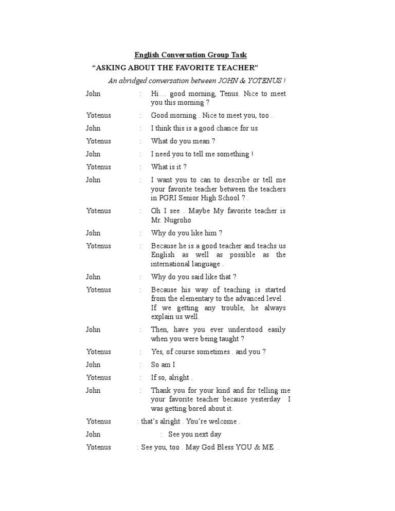 English Conversation Group Task | PDF