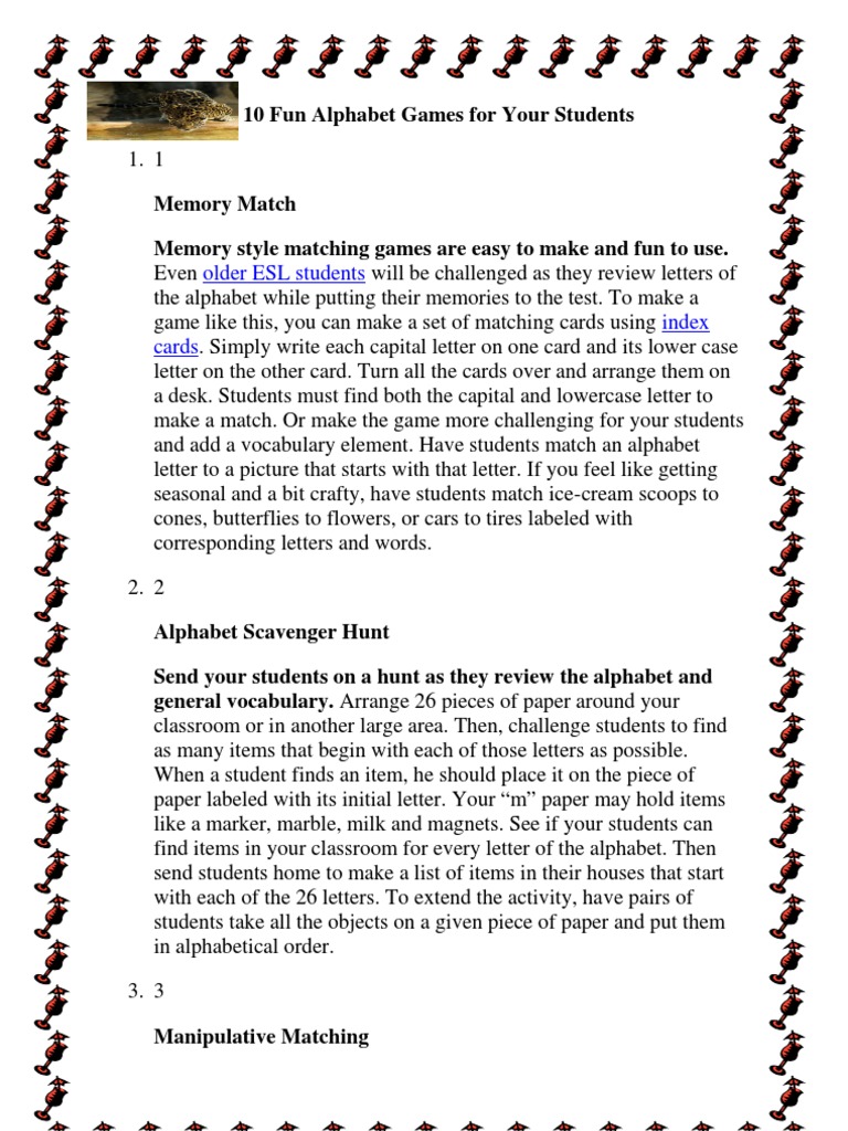10 Fun Alphabet Games For Your Students | PDF | Letter Case | Alphabet
