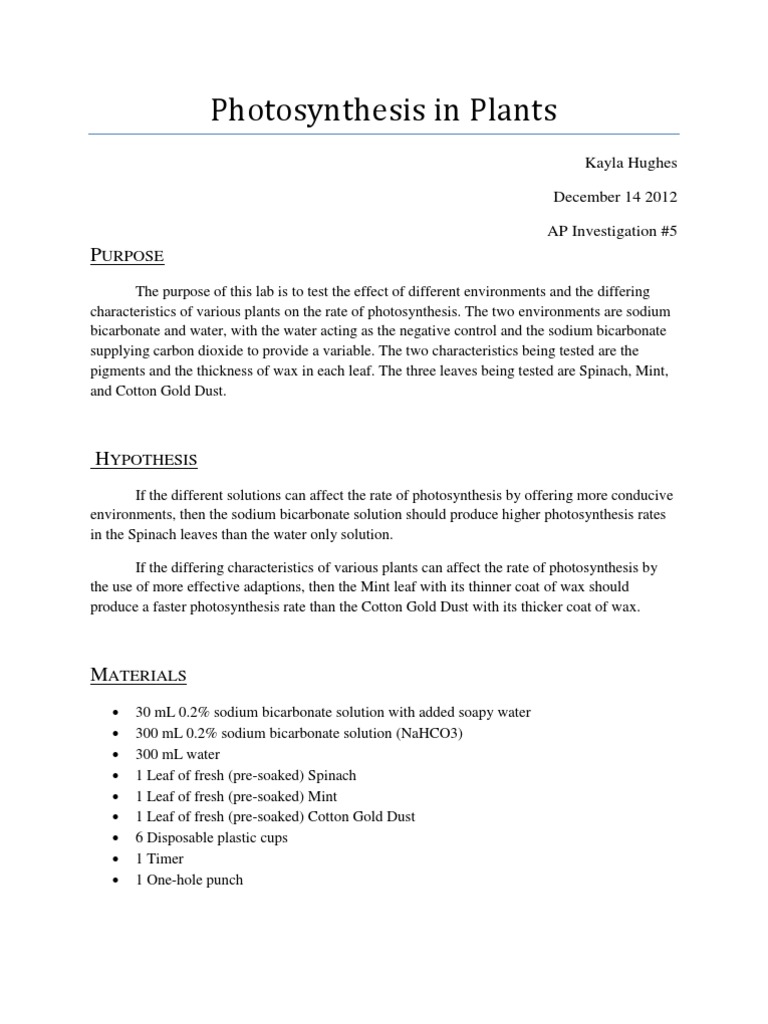 Photosynthesis in Plants | PDF | Photosynthesis | Chart