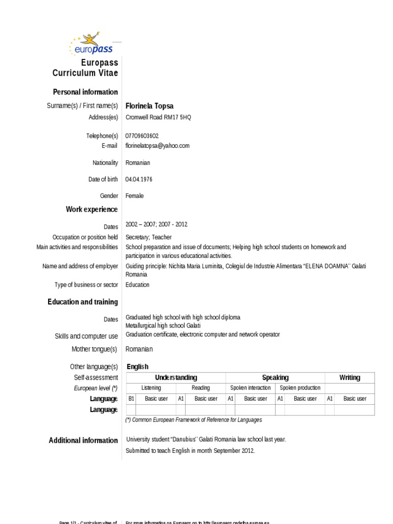 Model CV European Engl | PDF