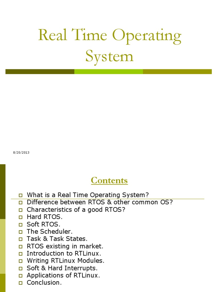 Real Time Operating System | PDF | Scheduling (Computing) | Real Time Computing