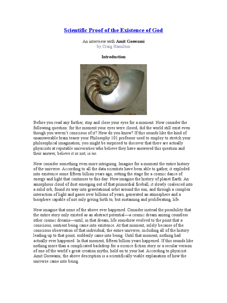 Scientific Proof of The Existence of God | PDF | Consciousness | Science