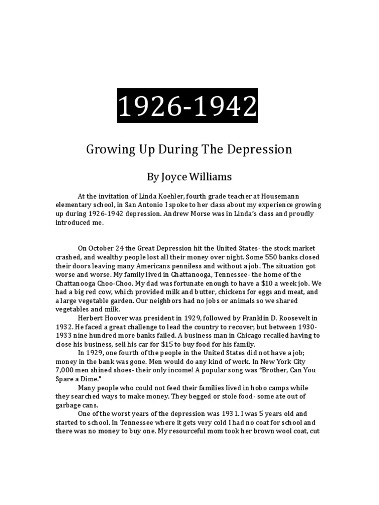 Growing Up During The Depression | PDF | Great Depression | Franklin D ...