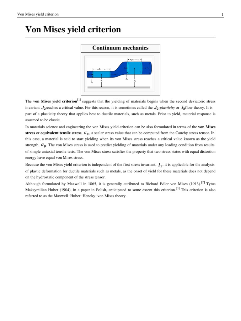 Von Mises Yield Criterion | Yield (Engineering) | Solid Mechanics
