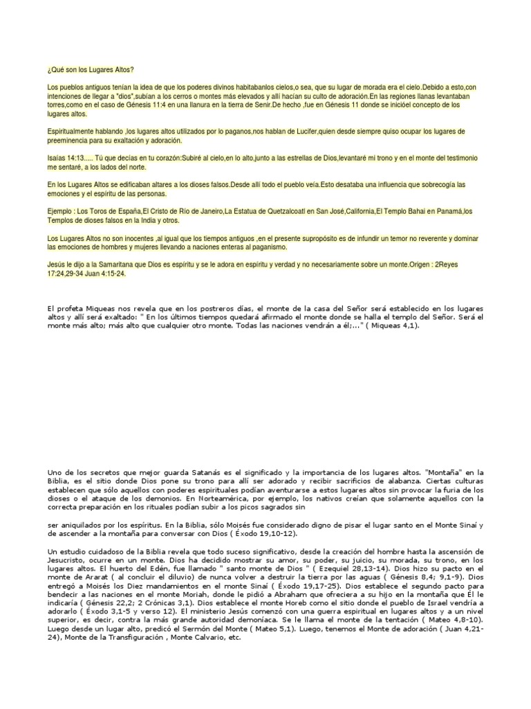 Significado de los Lugares Altos en la Biblia | PDF | Libro del éxodo ...