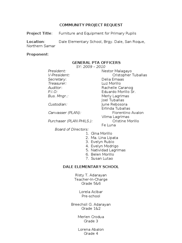 Community Project Request Project Title: Location | PDF | Business ...