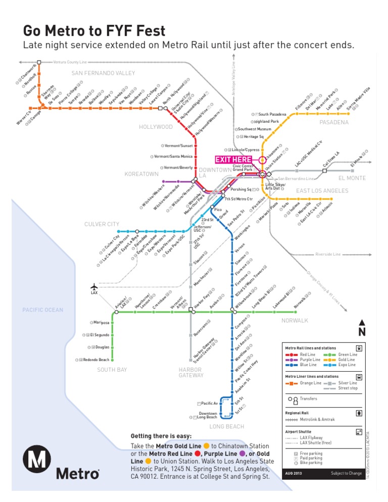 Go Metro To FYF Fest Map | PDF | Public Transport | Rapid Transit