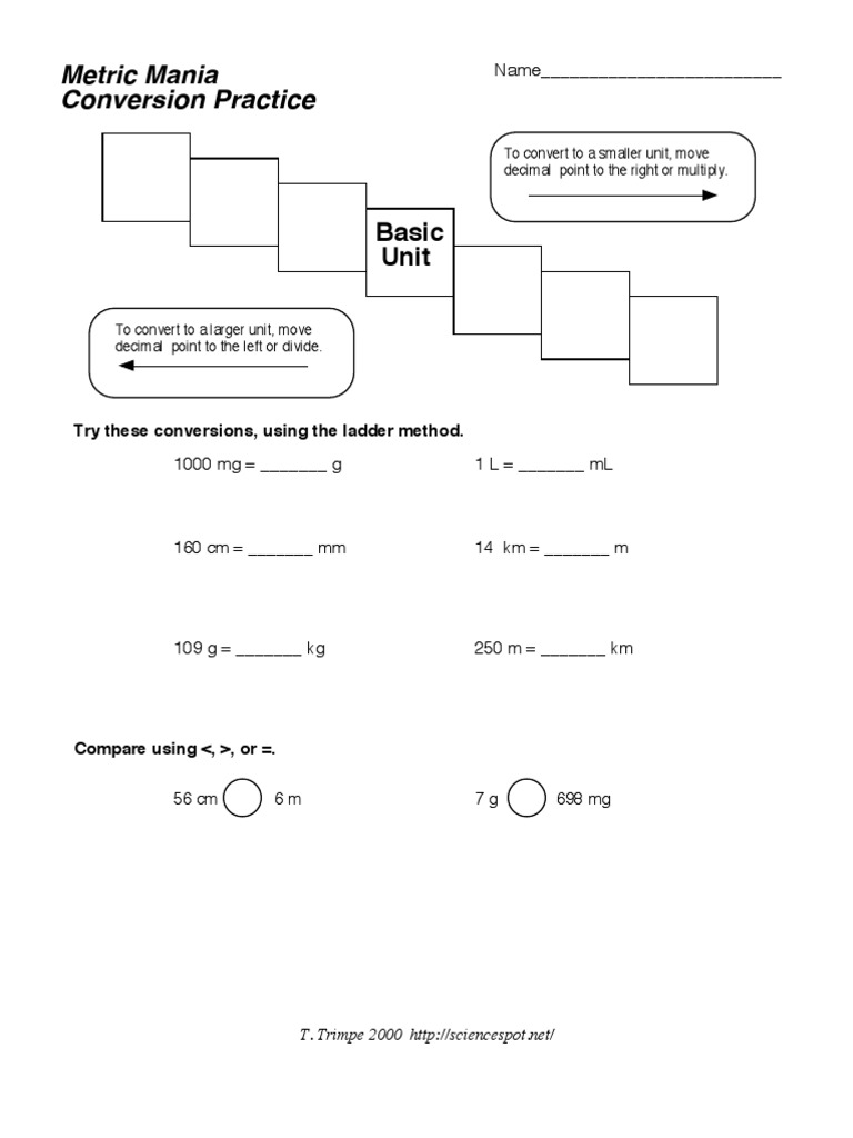 Metric Conversion Practice Worksheet | PDF