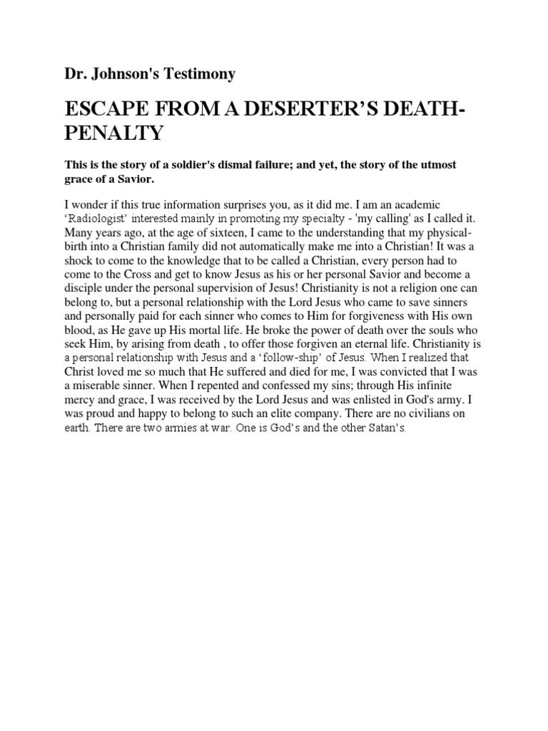 Escape From A Deserter's Death-Penalty | PDF | Devil | Sin