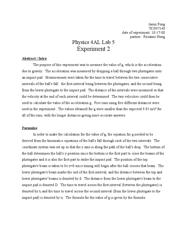 Physics 4AL Lab 2 | PDF | Accuracy And Precision | Observational Error