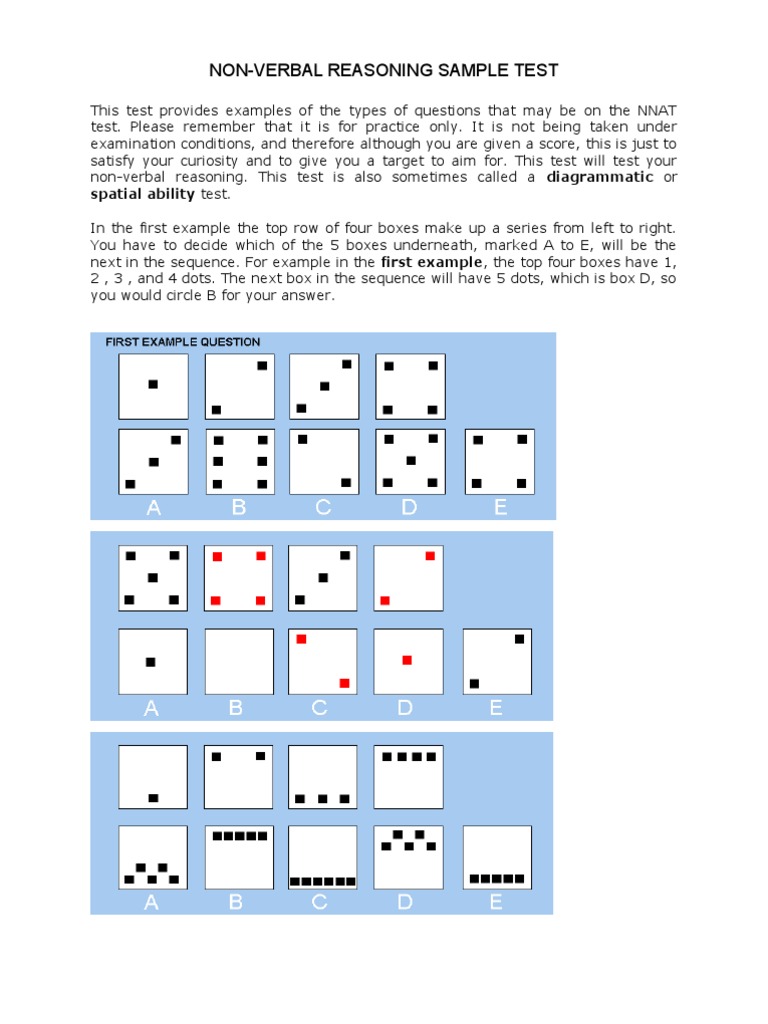 Non-Verbal Reasoning Practice Test | PDF
